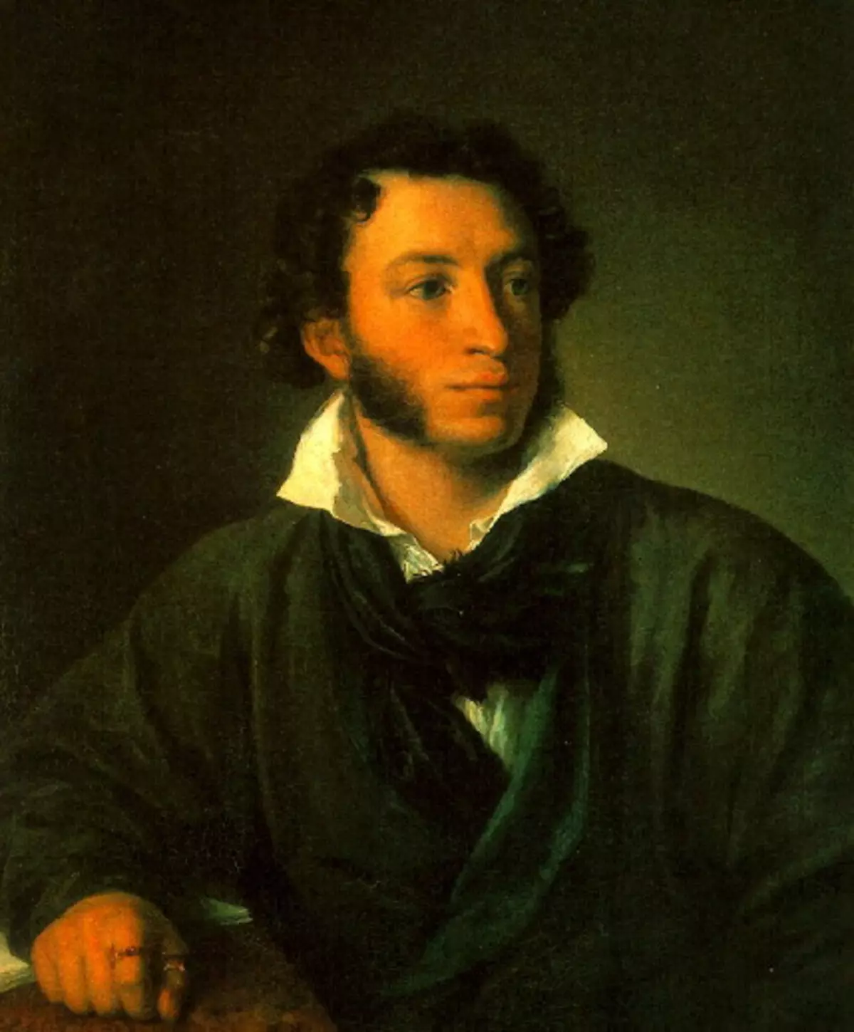 Portreto de Pushkin. Artisto V. A. Tropinin