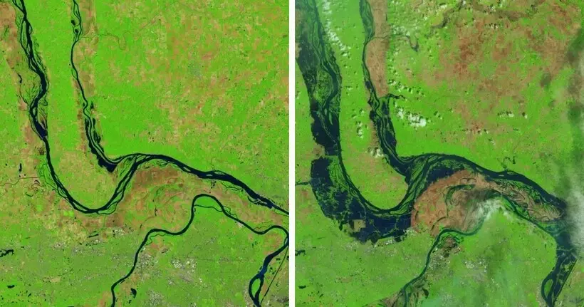 Ihe onyonyo sitere na foto Satellites, nke na-egosi etu mbara ụwa anyị siri gbanwee