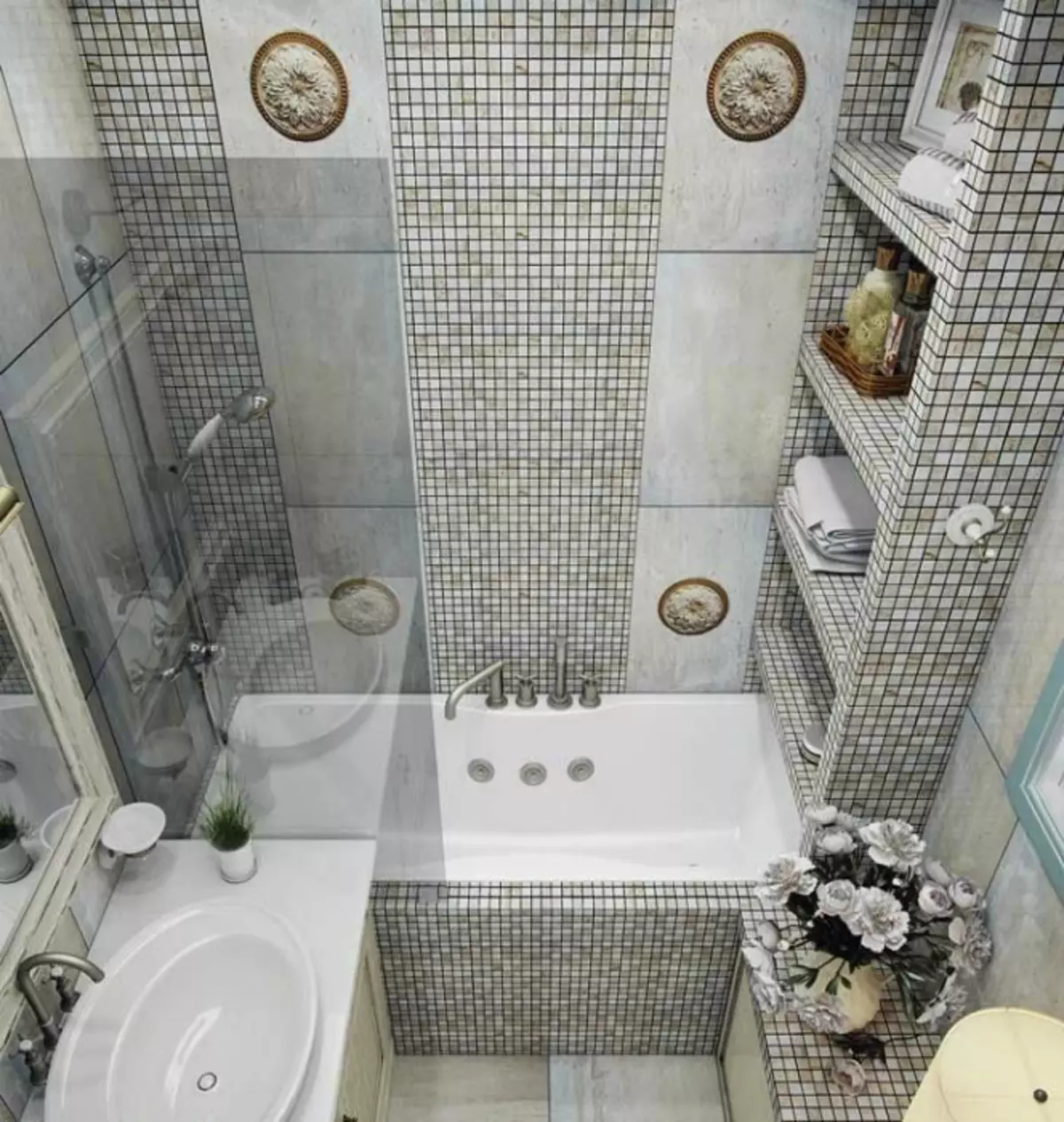 Πώς να εξοπλίσετε ένα μπάνιο και κουζίνα στο Χρουστσόφ (20 ιδέες) 8860_13