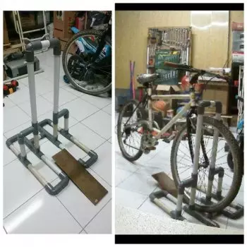 Rack para estacionamento bicicleta de tubos com suas próprias mãos