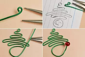 Decorazione con le tue mani: orecchini dal filo sotto forma di un albero di Natale 3699_3