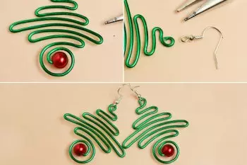 Decorazione con le tue mani: orecchini dal filo sotto forma di un albero di Natale 3699_4