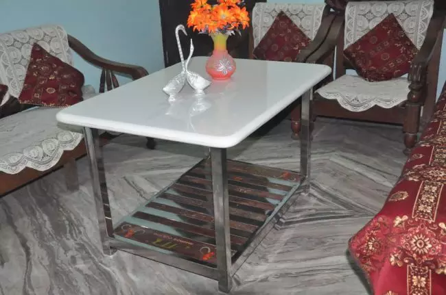 Sofabord lavet af rustfrit profil med keramisk bordplade 6690_1
