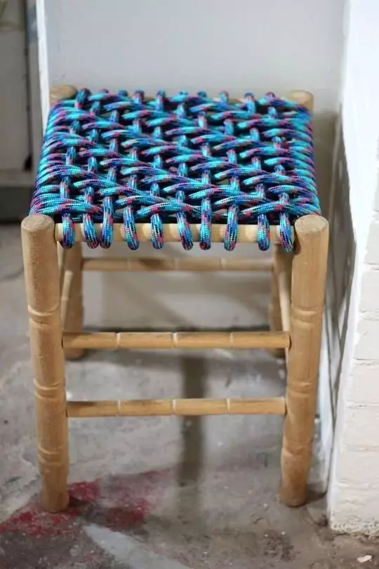 Stoel met Wicker Seat Diagonal Weaving 01